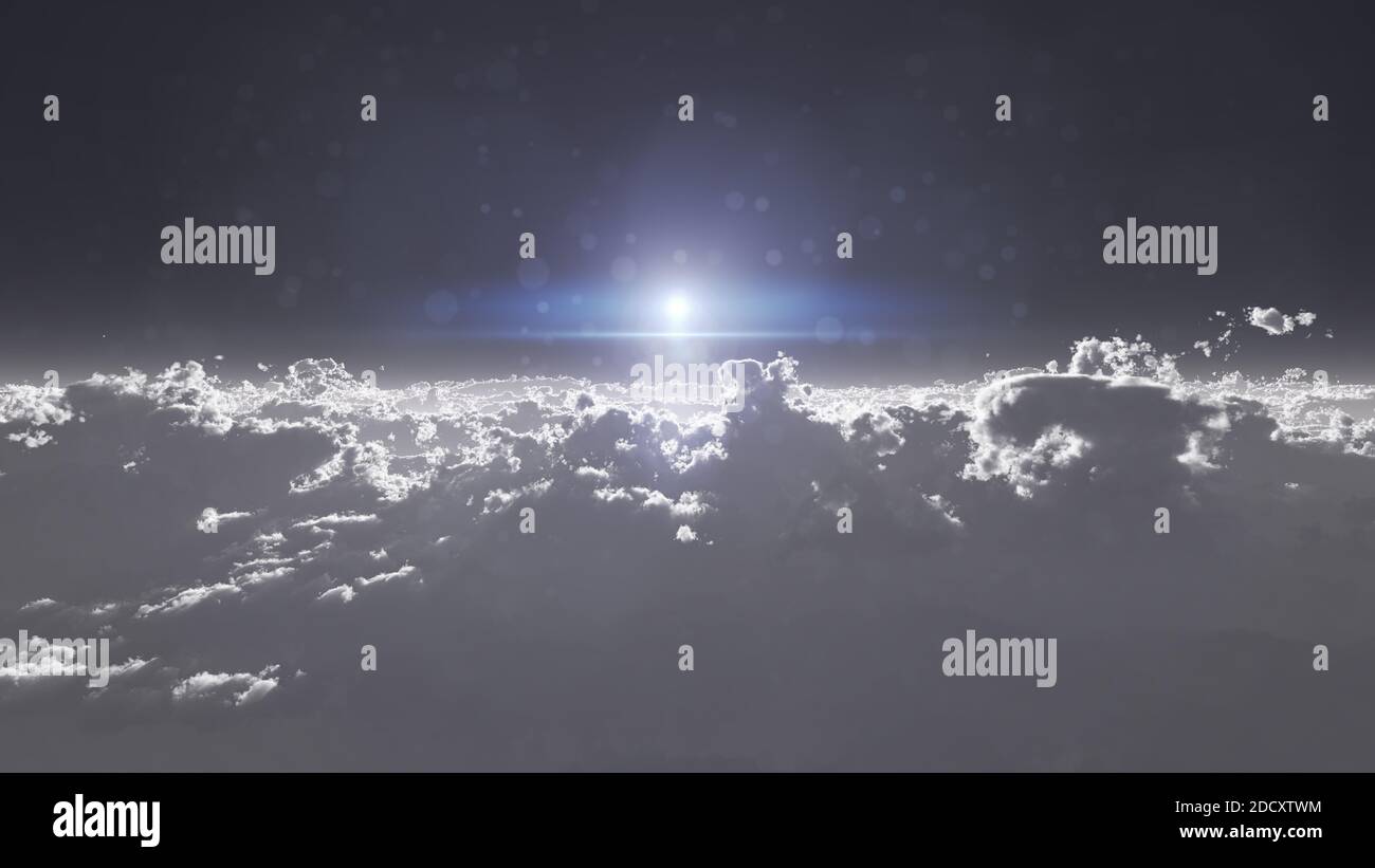 high stratosphere above clouds, 3d illustration Stock Photo - Alamy