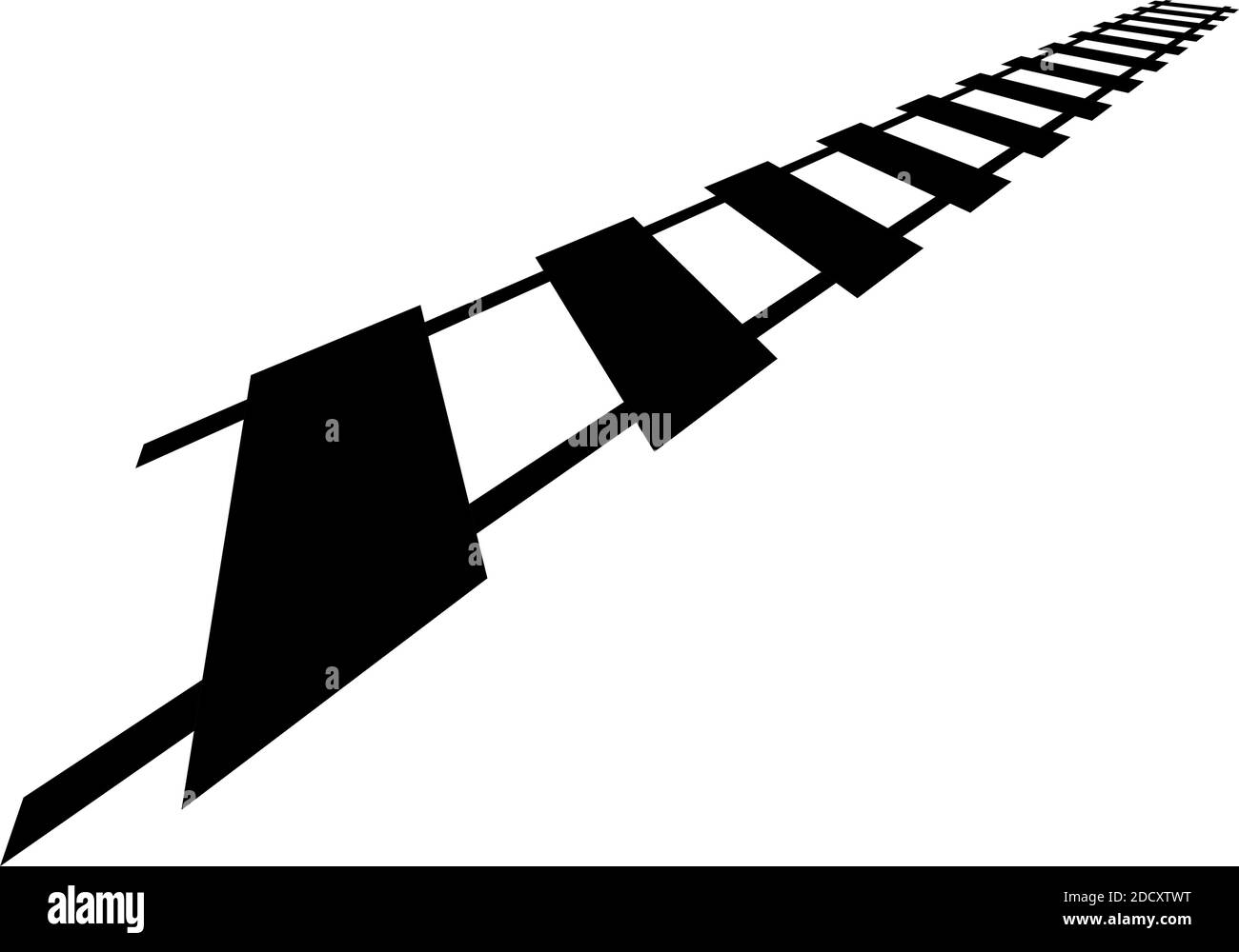 Railroad, Train track, Railway contour, silhouette vector. Tramway, metro, subway path – Stock ...