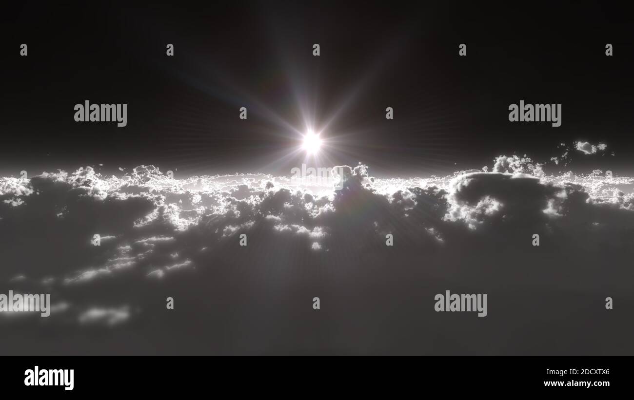 high stratosphere above clouds, 3d illustration Stock Photo - Alamy
