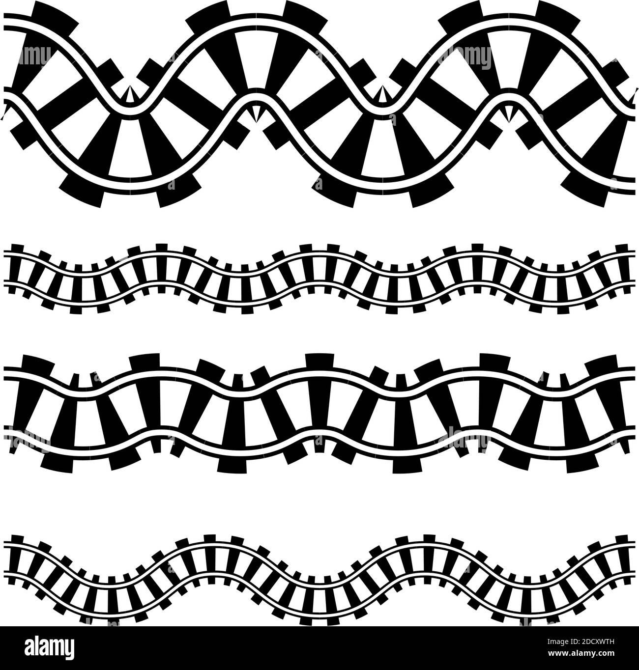 Railroad, Train track, Railway contour, silhouette vector. Tramway, metro, subway path – Stock ...