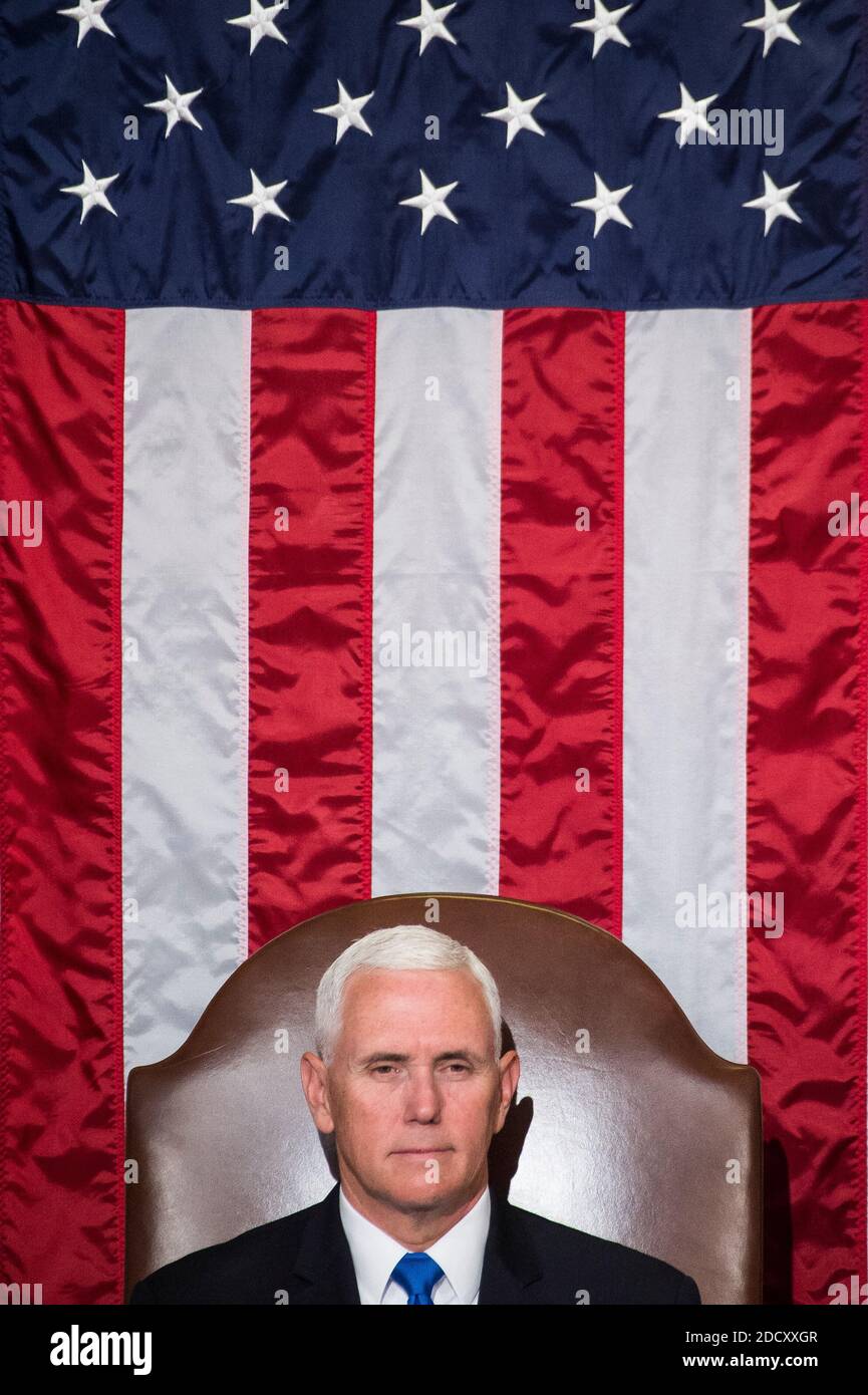 US Vice President Mike Pence inside the House chamber on April 25, 2018 ...