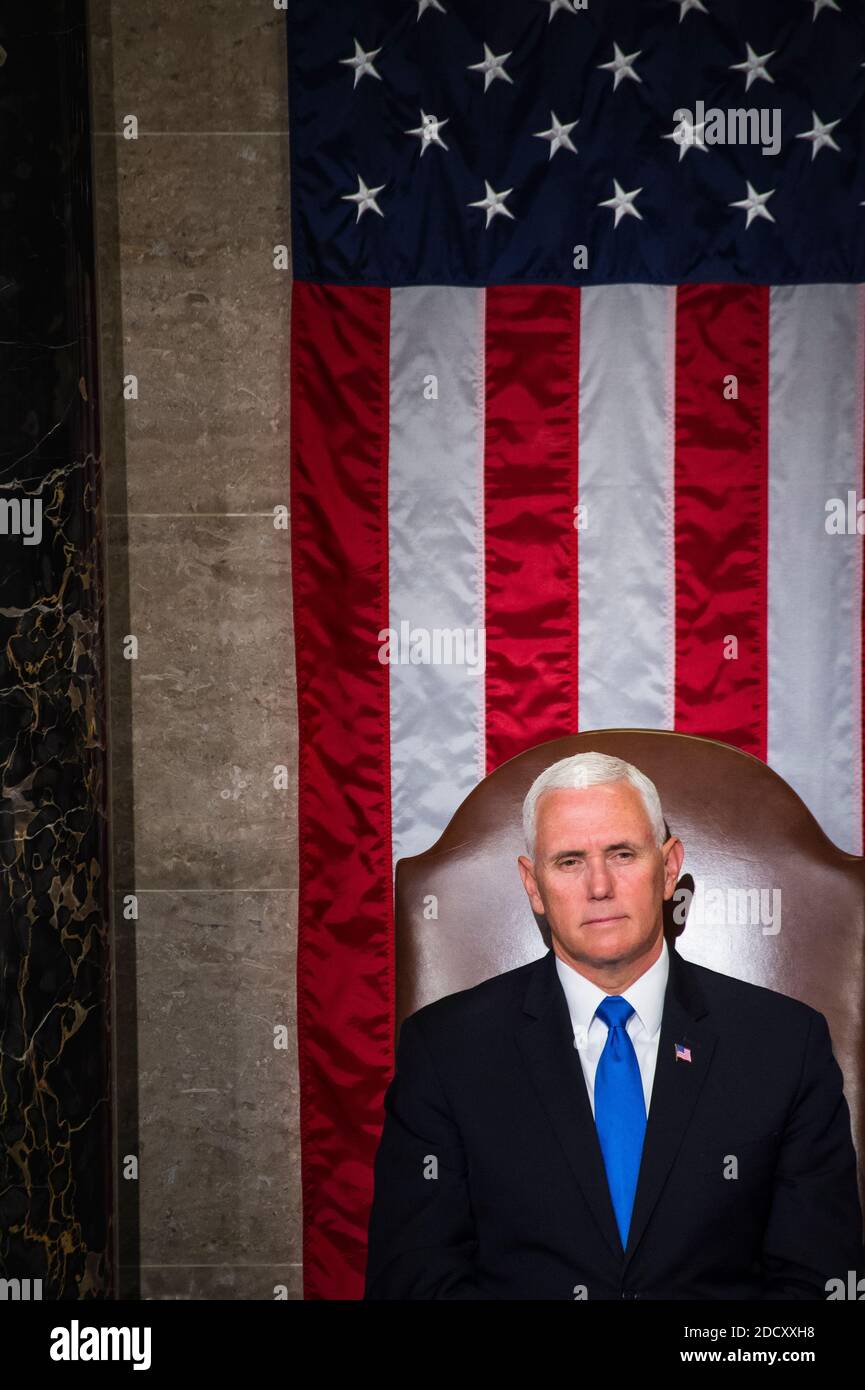 US Vice President Mike Pence inside the House chamber on April 25, 2018 ...