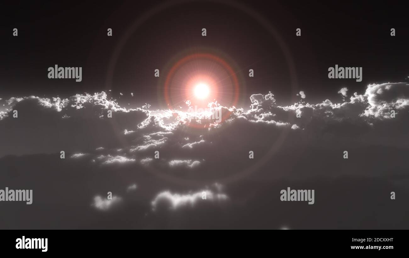 high stratosphere above clouds, 3d illustration Stock Photo - Alamy
