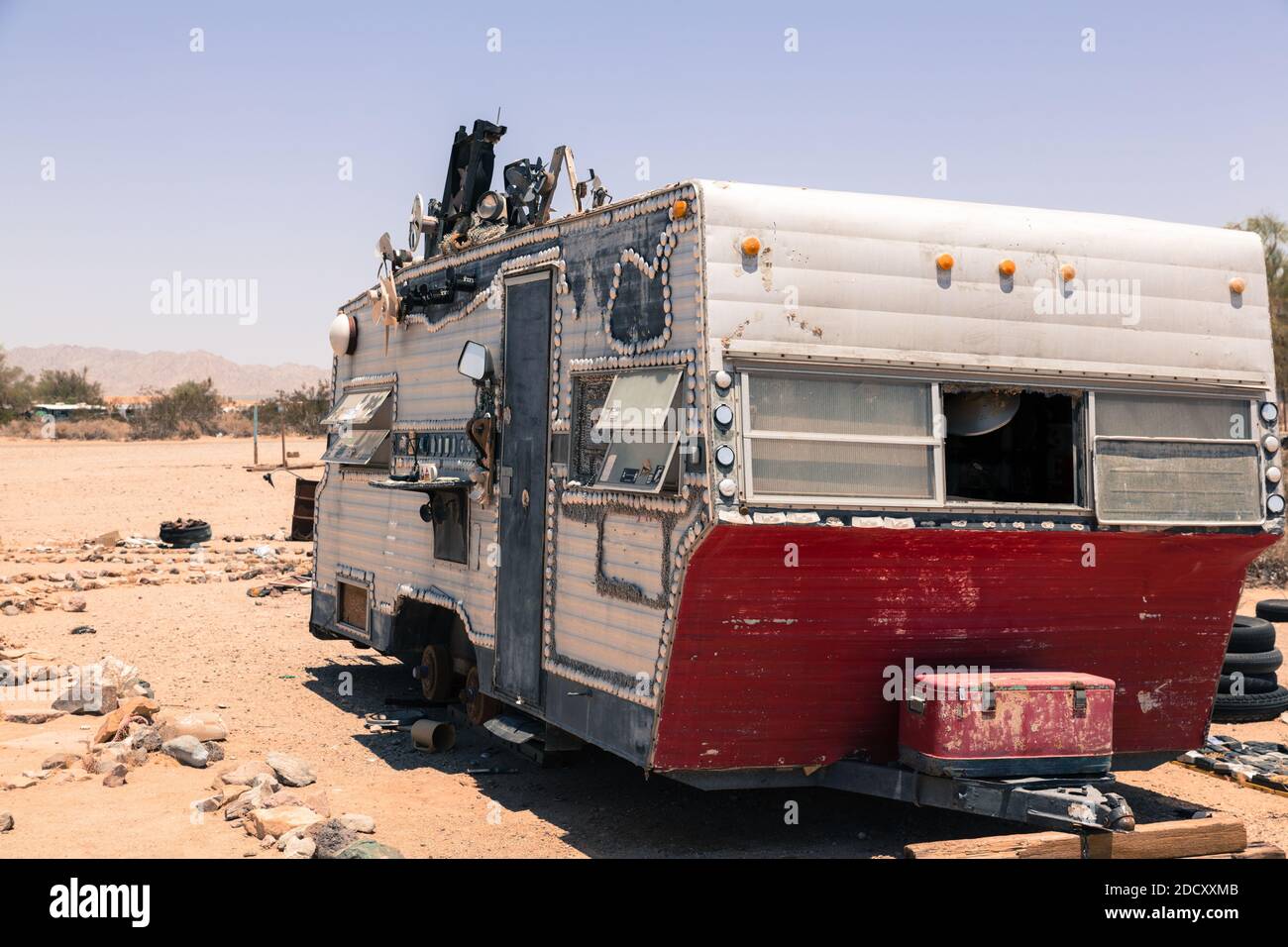 General view of Slab City, also called The Slabs, in the Sonoran Desert ...