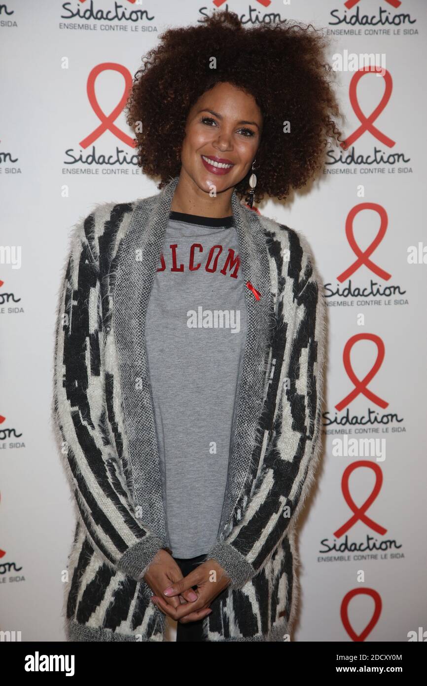 Tiga posing at a photocall for the launch party of the 2018 Sidaction ...