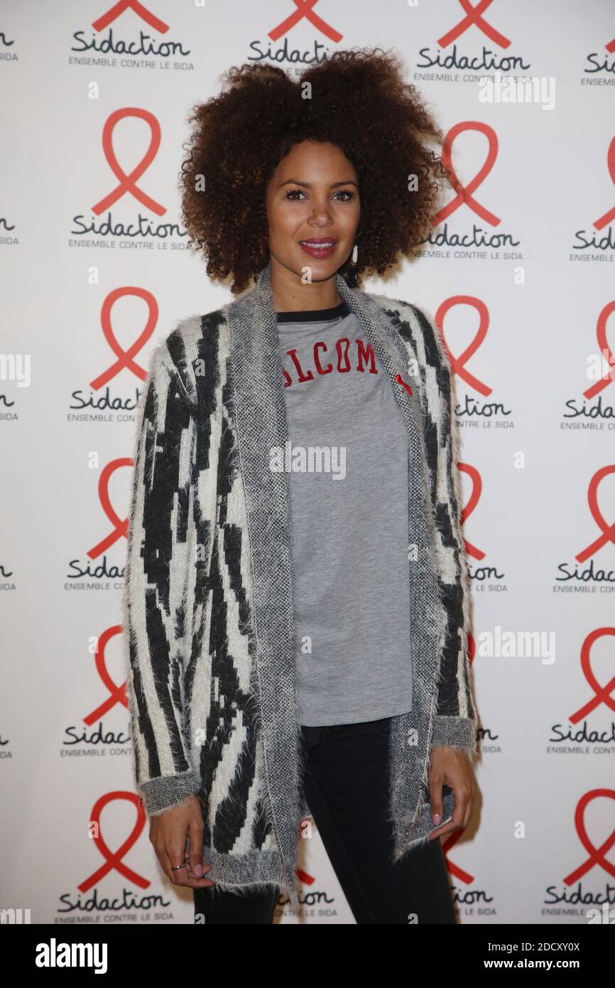 Tiga posing at a photocall for the launch party of the 2018 Sidaction ...