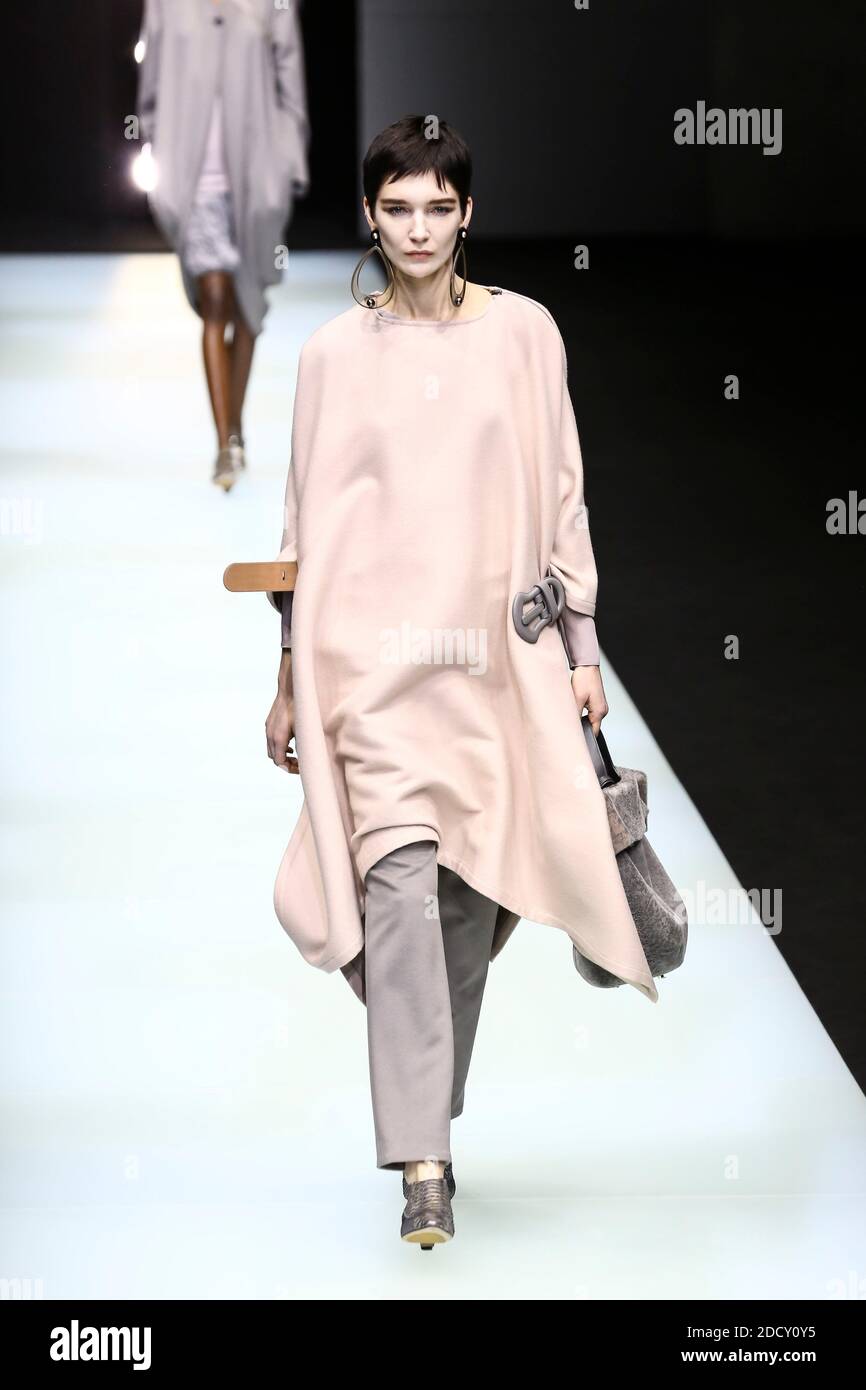 A model takes the runaway during the fashion show of Giorgio Armani ...