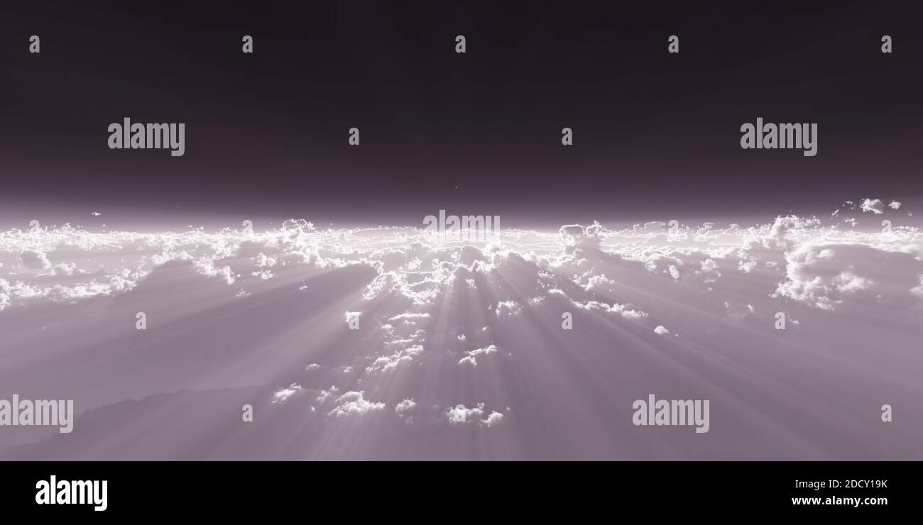 high stratosphere above clouds, 3d illustration Stock Photo - Alamy