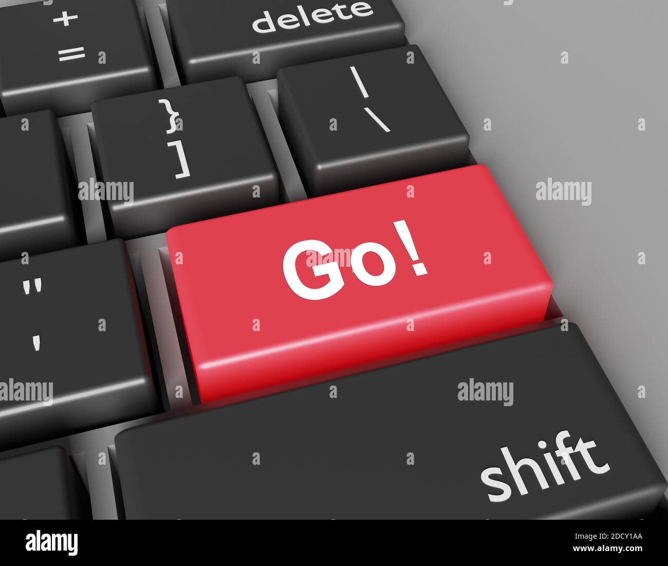 Motivation concept. Word Go! on button of computer keyboard. 3d ...