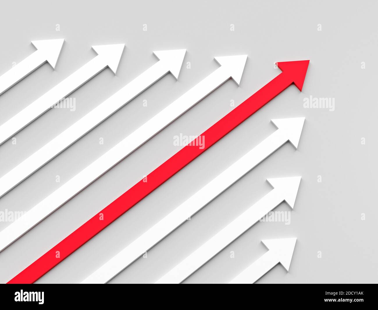 Leadership concept. One red leader arrow leading team forward. 3d ...