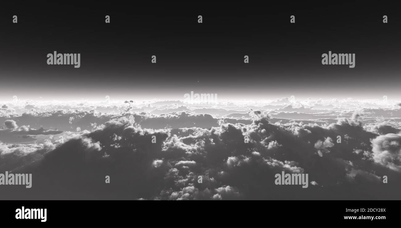 high stratosphere above clouds, 3d illustration Stock Photo - Alamy