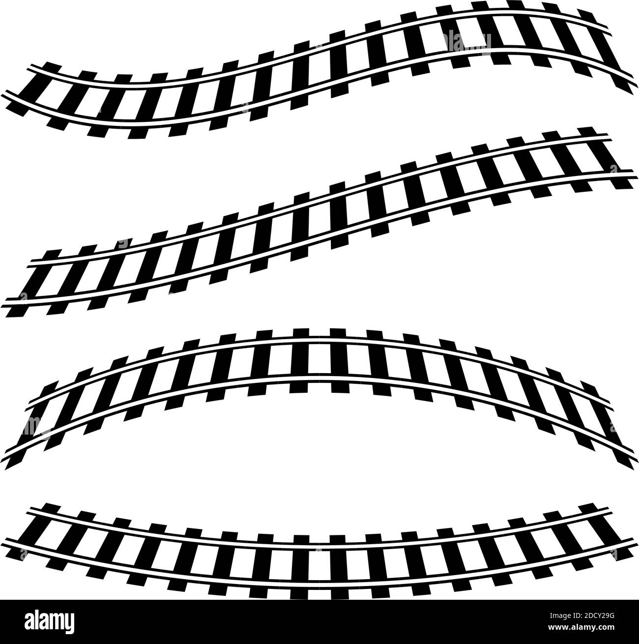 Railroad, Train track, Railway contour, silhouette vector. Tramway ...