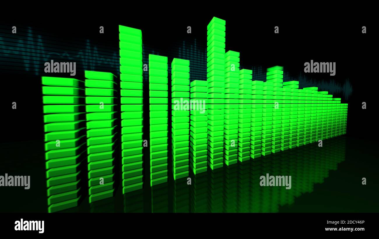 Spectrum 3D VU Meters Abstract background, 3d render illustration Stock ...
