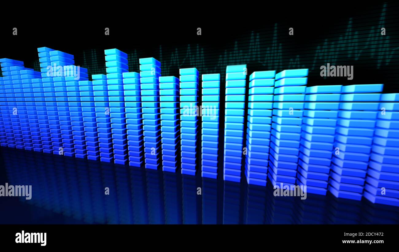 Spectrum 3D VU Meters Abstract background, 3d render illustration Stock ...