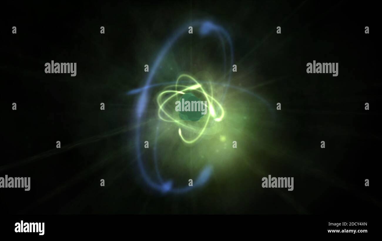 atom orbit abstract ray light, 3d render illustration Stock Photo - Alamy