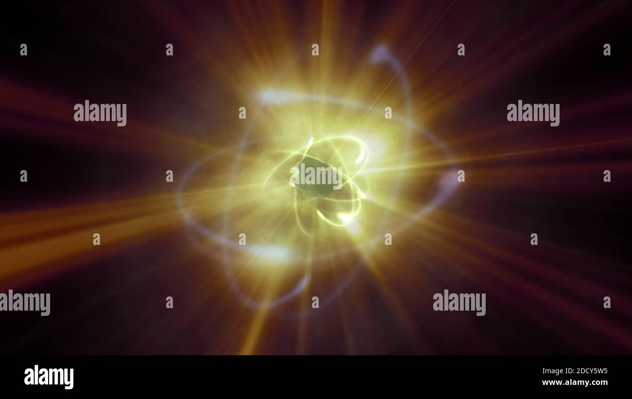 atom orbit abstract ray light, 3d render illustration Stock Photo - Alamy