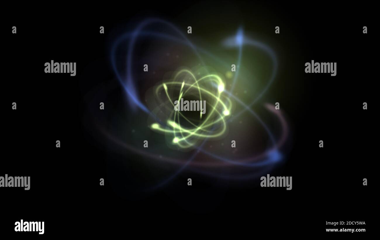 atom orbit abstract ray light, 3d render illustration Stock Photo - Alamy