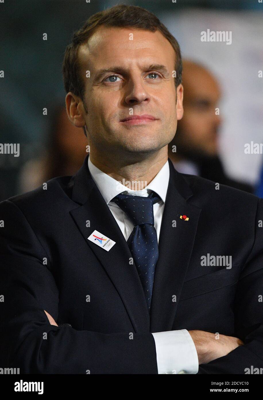 French president emmanuel macron watches hi-res stock photography and ...