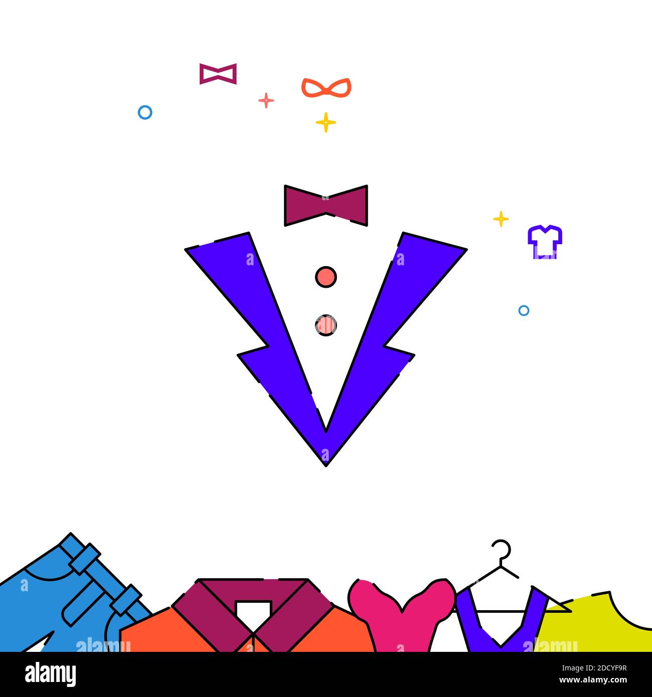 The tuxedo filled line icon, simple illustration, garments, dress ...