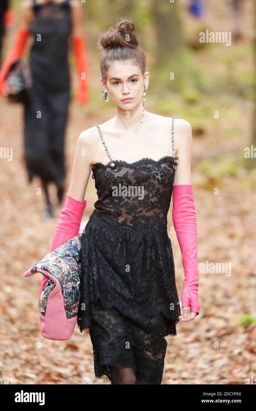Kaia Gerberl walks the runway during the Chanel show as part of the ...