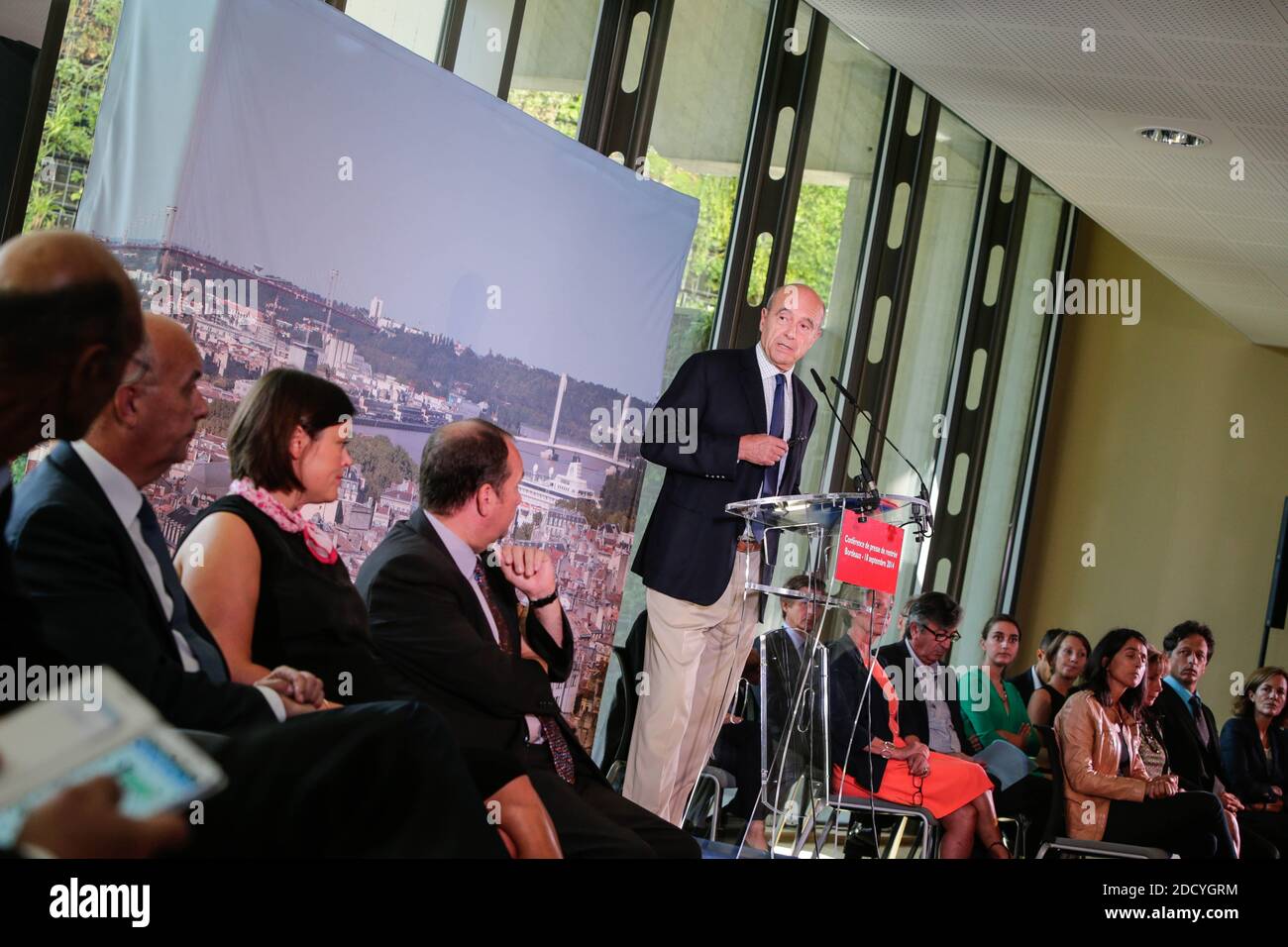 Alain Juppe , mayor of Bordeaux, delivers a speech at the Bordeaux's ...