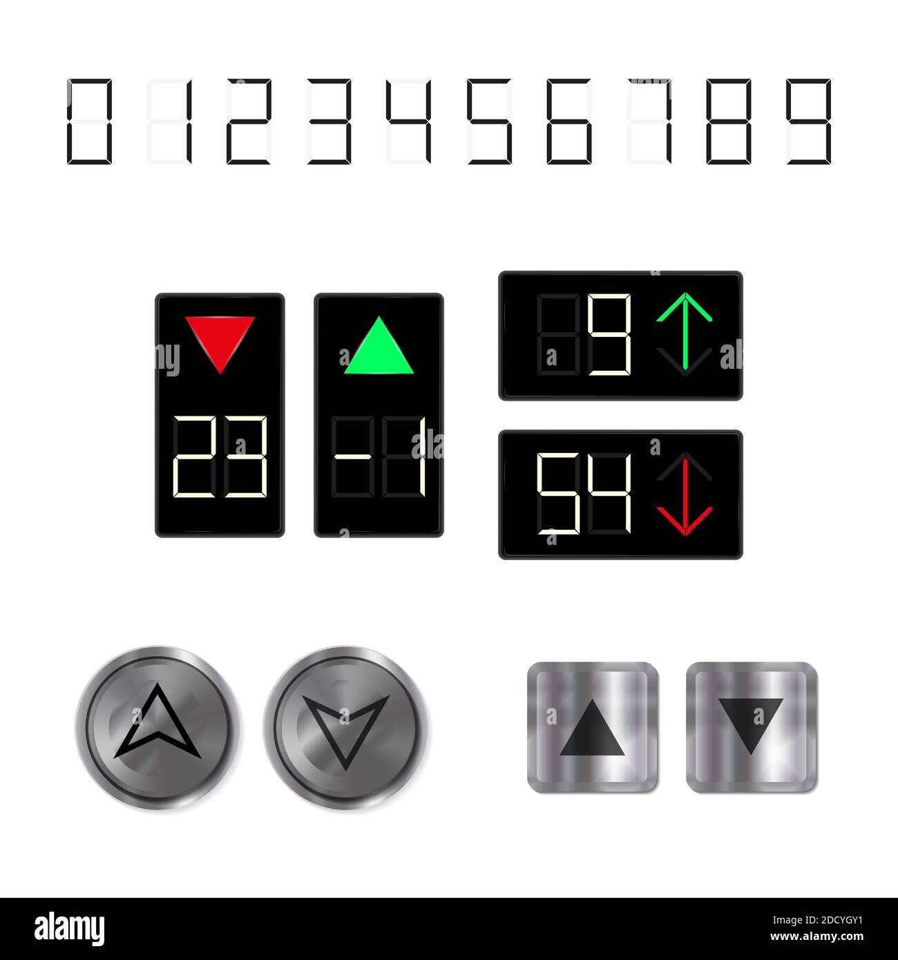 Lift the control panel elements. Up and down buttons and led displays ...