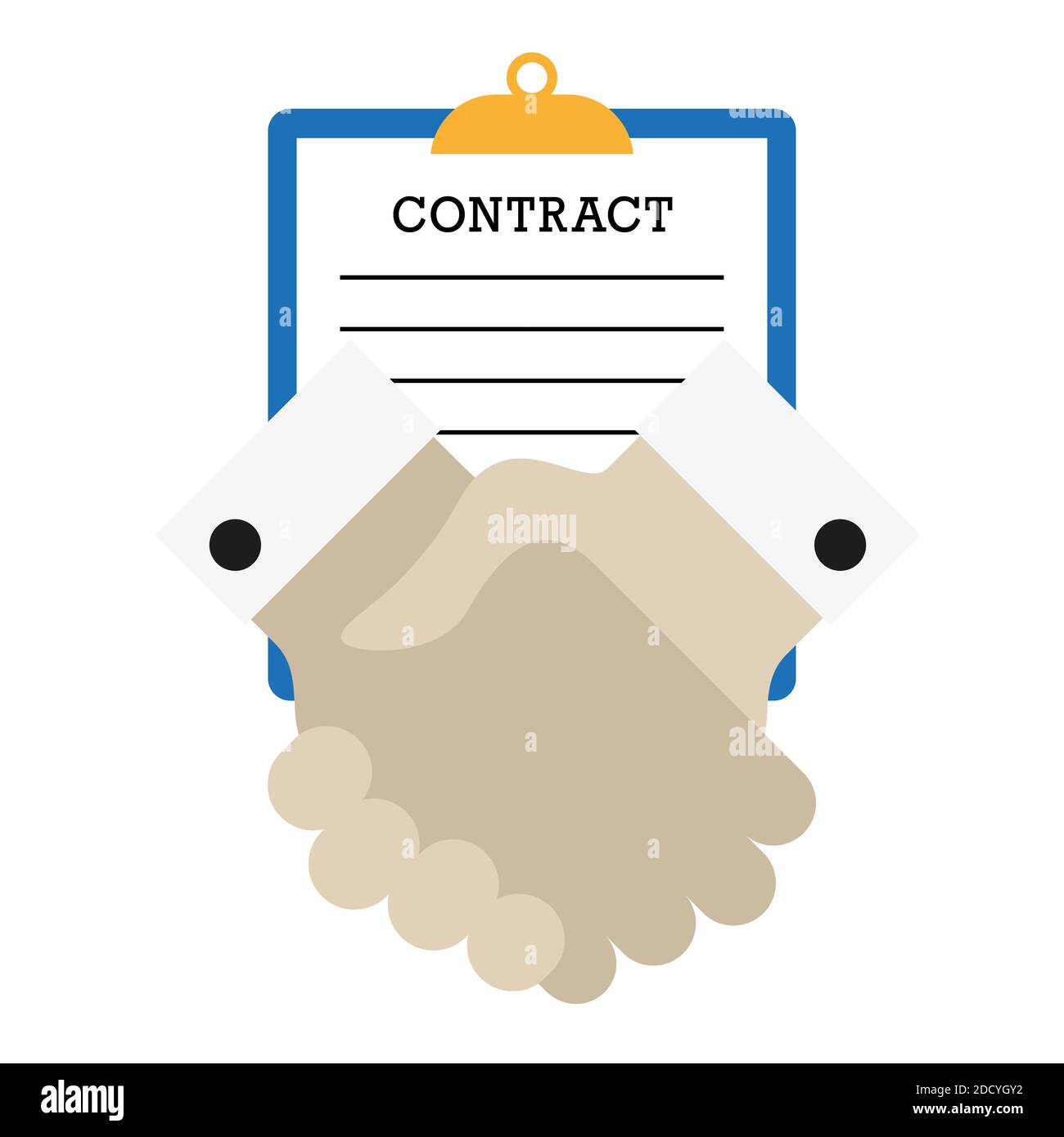 Contract, business deal sign, handshake. Flat style illustration ...