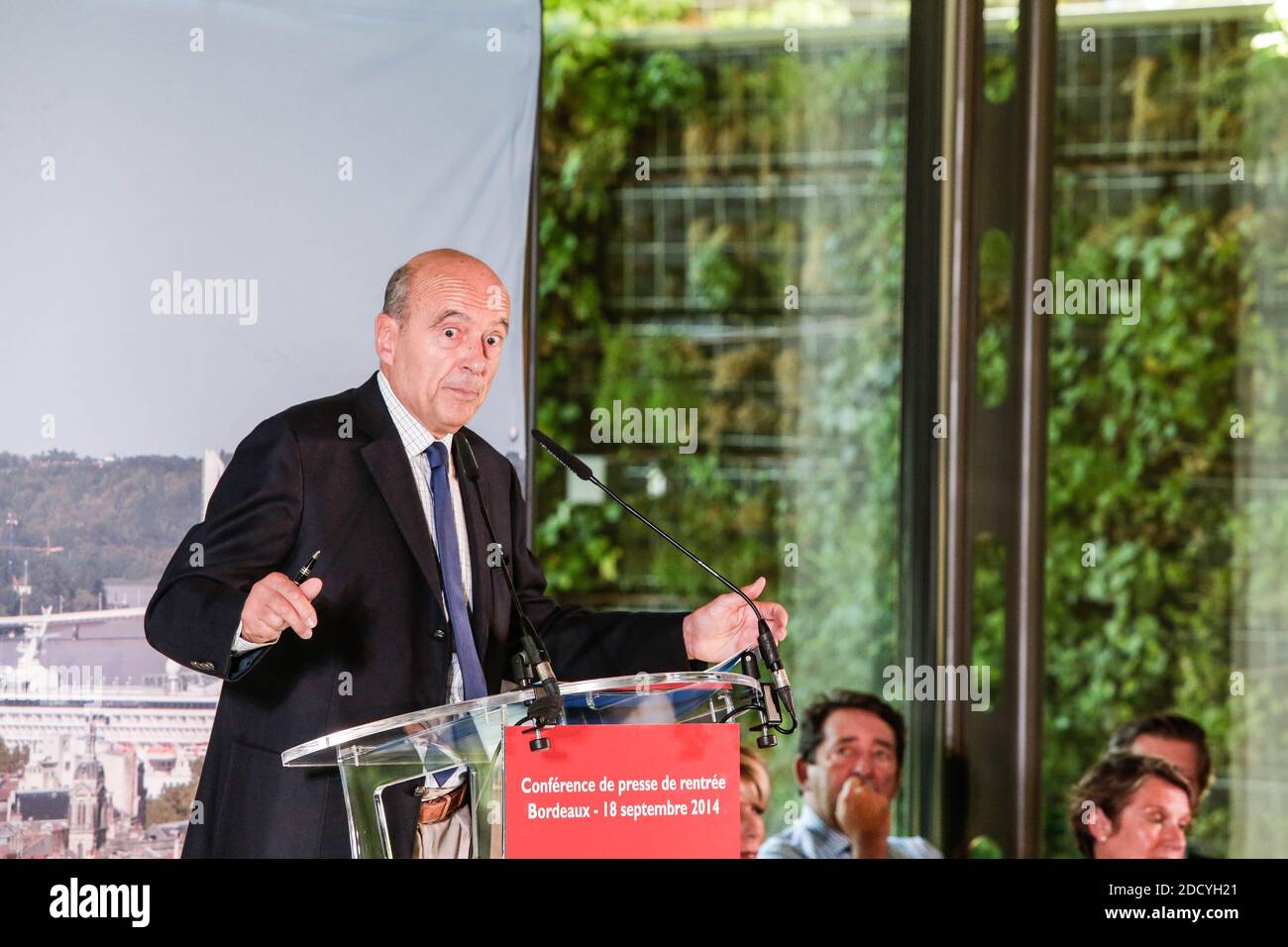 Alain Juppe , mayor of Bordeaux, delivers a speech at the Bordeaux's ...