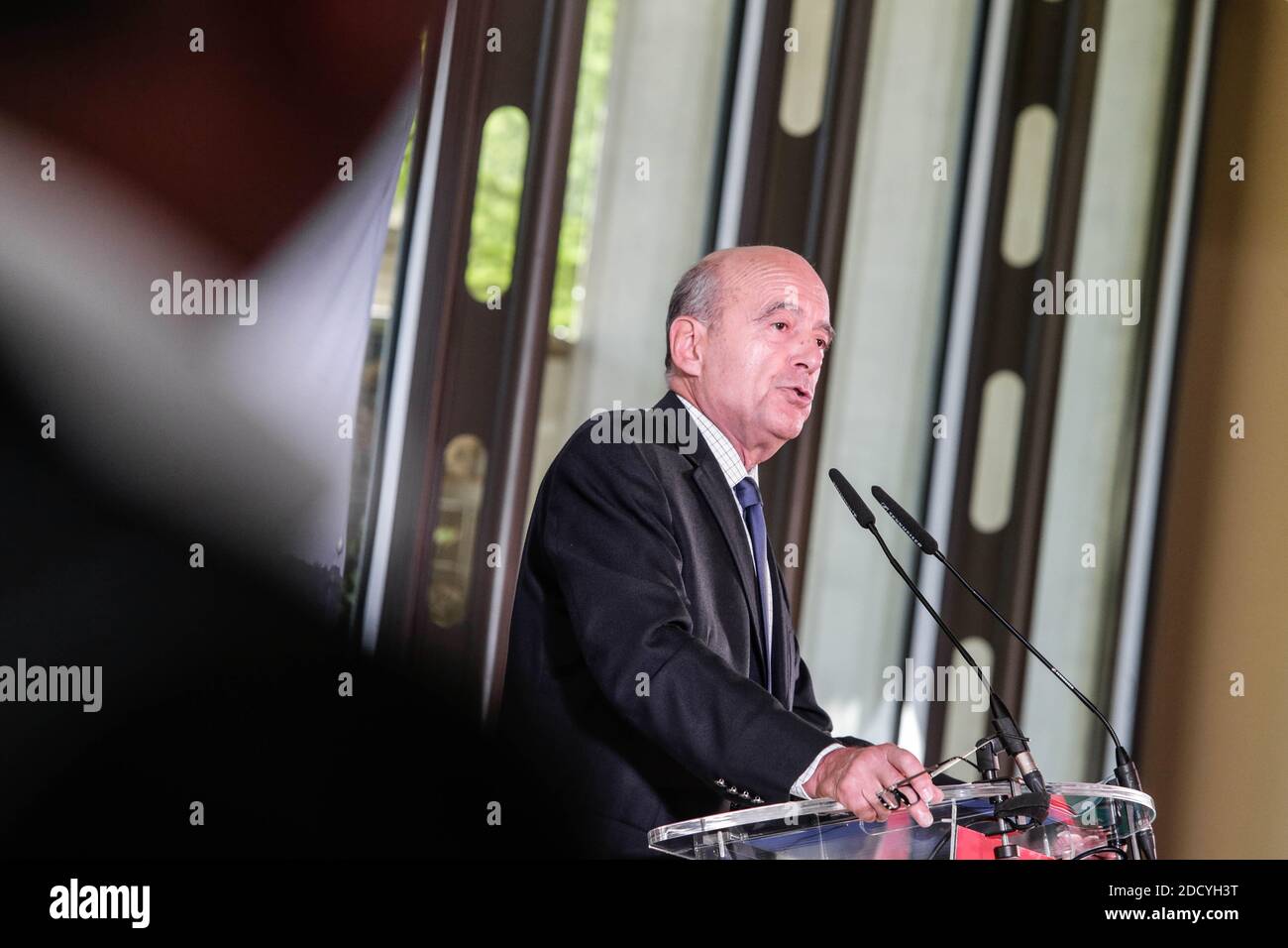Alain Juppe , mayor of Bordeaux, delivers a speech at the Bordeaux's ...