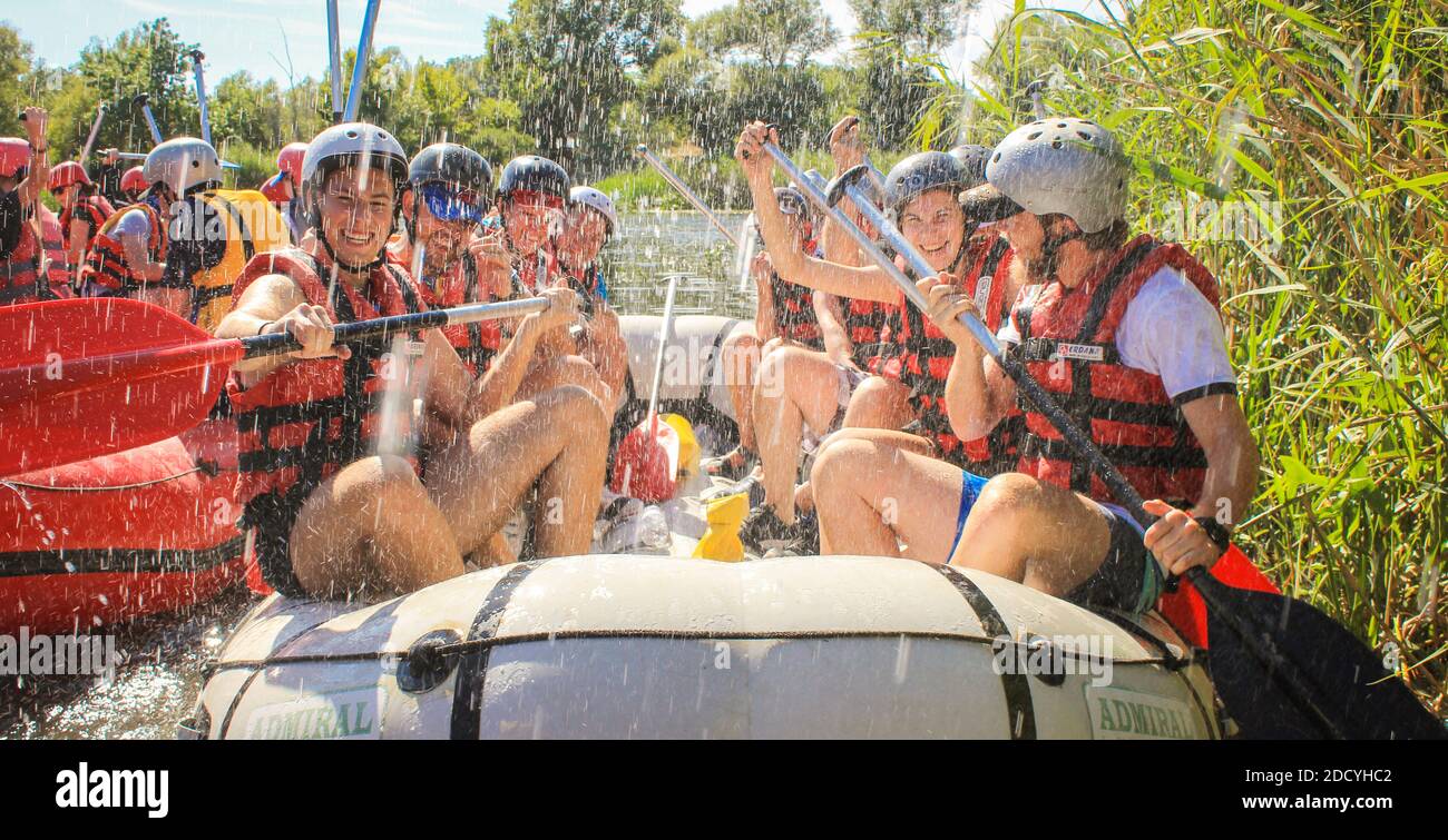 CHIANG MAI, THAILAND - MAY 12 2020 : White water rafting on the rapids ...