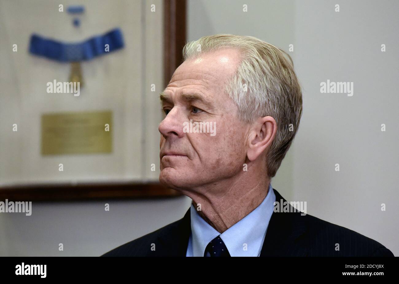 President Trump's trade advisor Peter Navarro looks on duing a ceremony ...