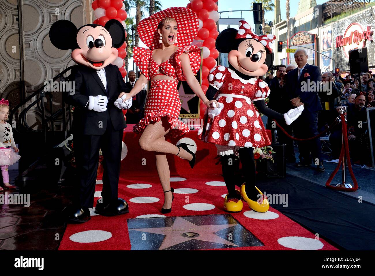 Mickey Mouse and Katy Perry attend the ceremony honoring Minnie Mouse ...