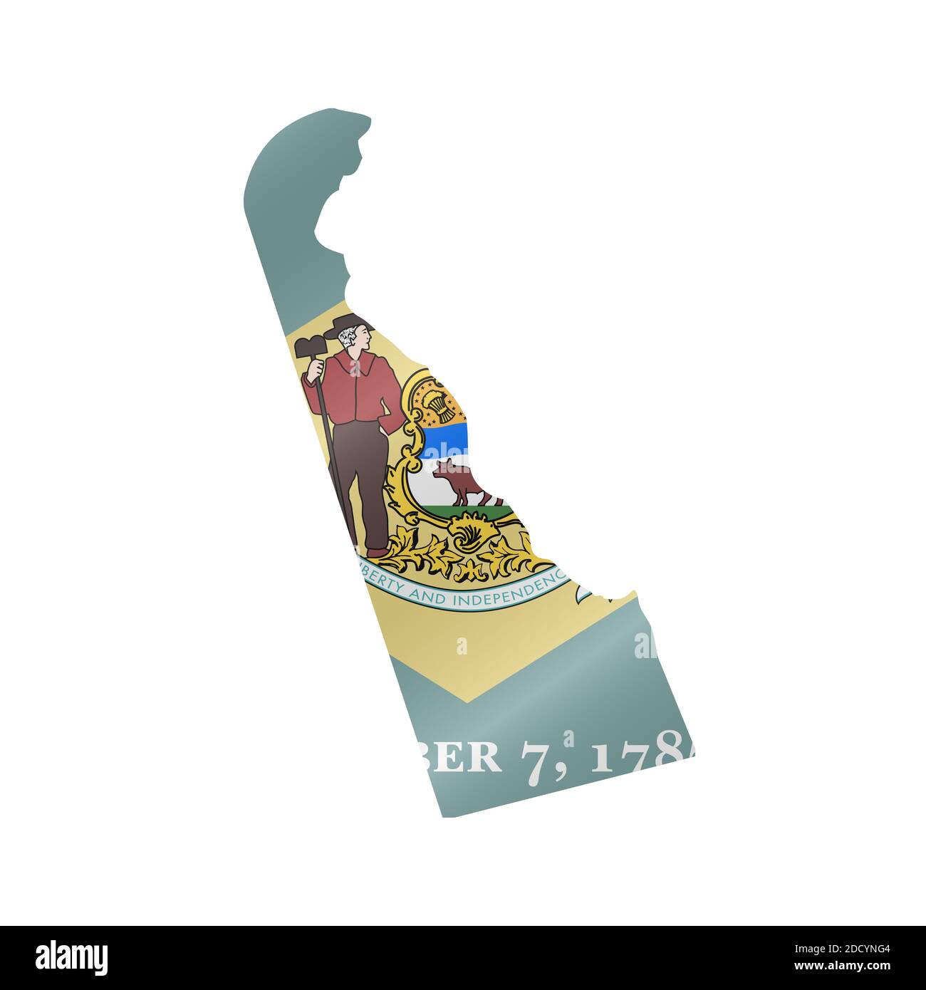 Detailed waving flag map of Delaware. map with masked flag Stock Photo ...