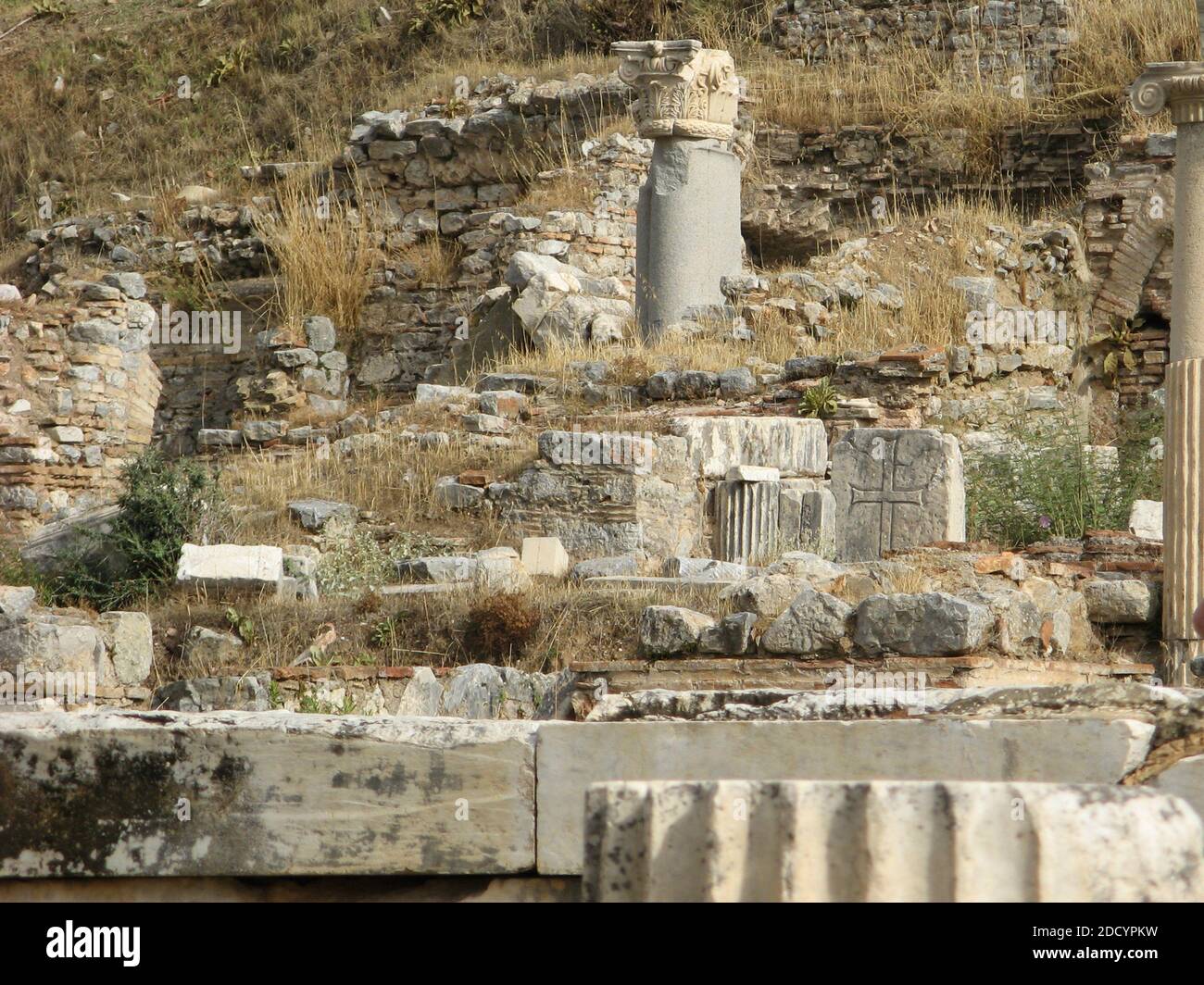 Ruins showing Byzantine Cross near Temple of the Sebastoi or Temple of ...
