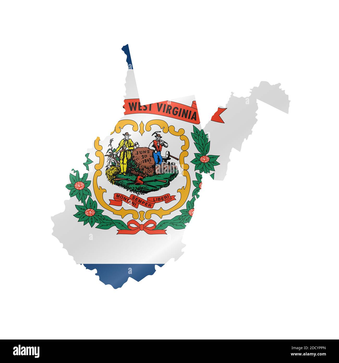 Detailed waving flag map of West Virginia. map with masked flag Stock ...