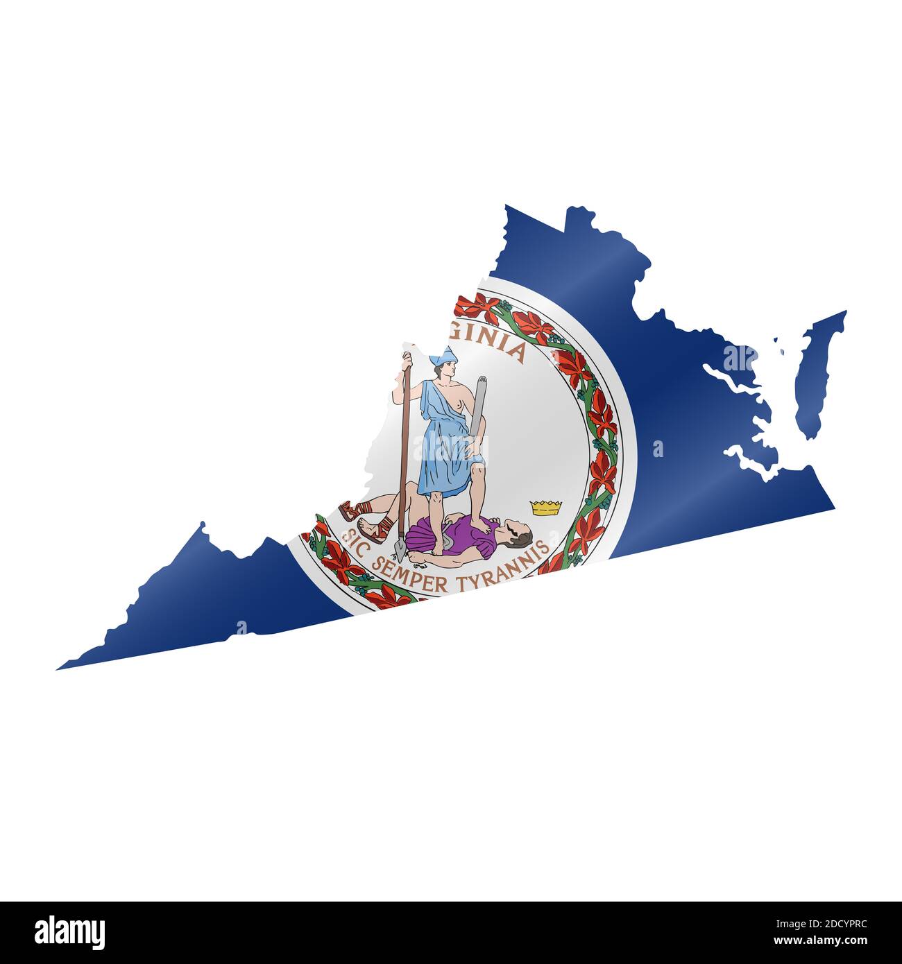 Detailed waving flag map of Virginia. map with masked flag Stock Photo ...