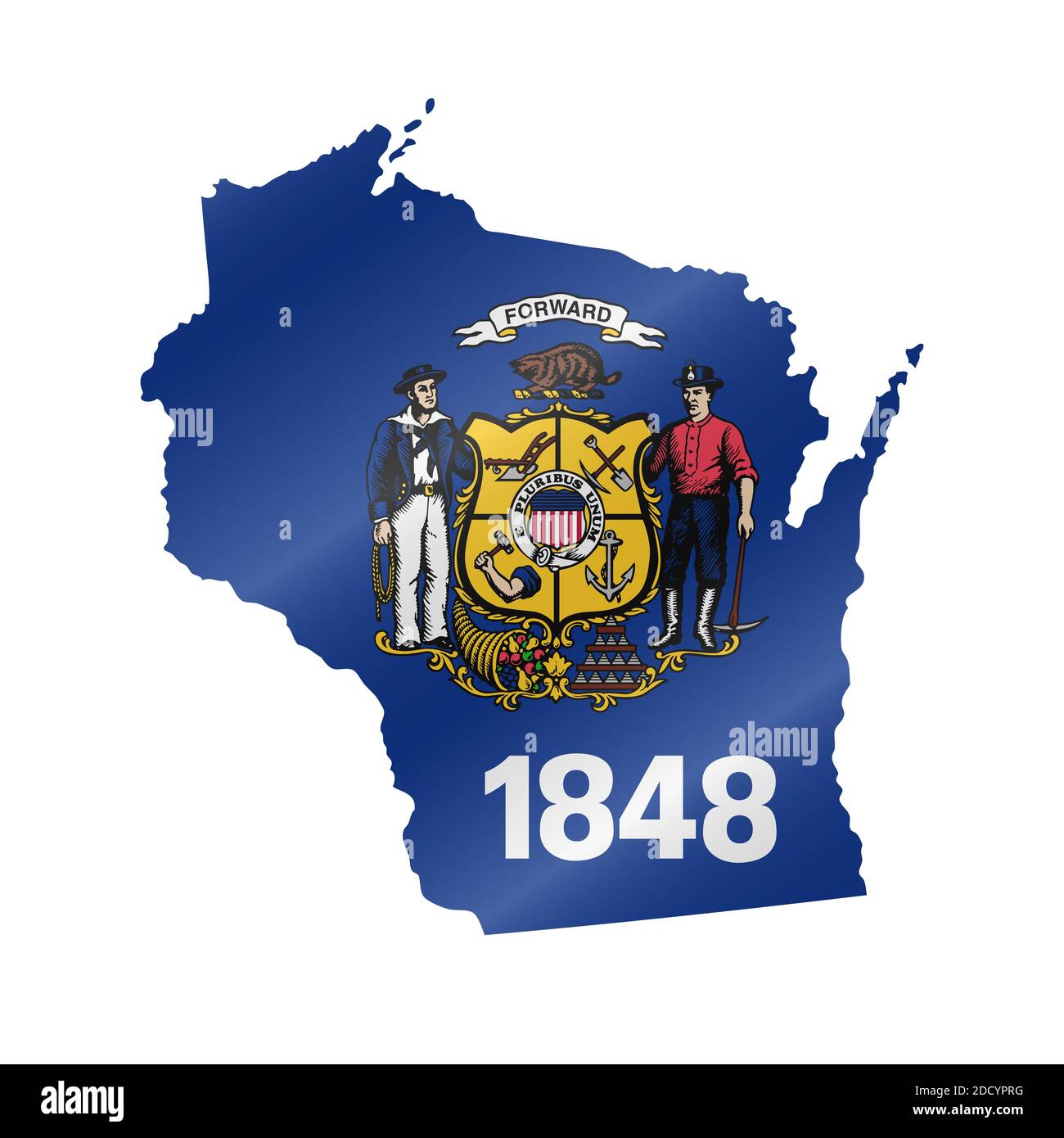 Detailed waving flag map of Wisconsin. map with masked flag Stock Photo ...