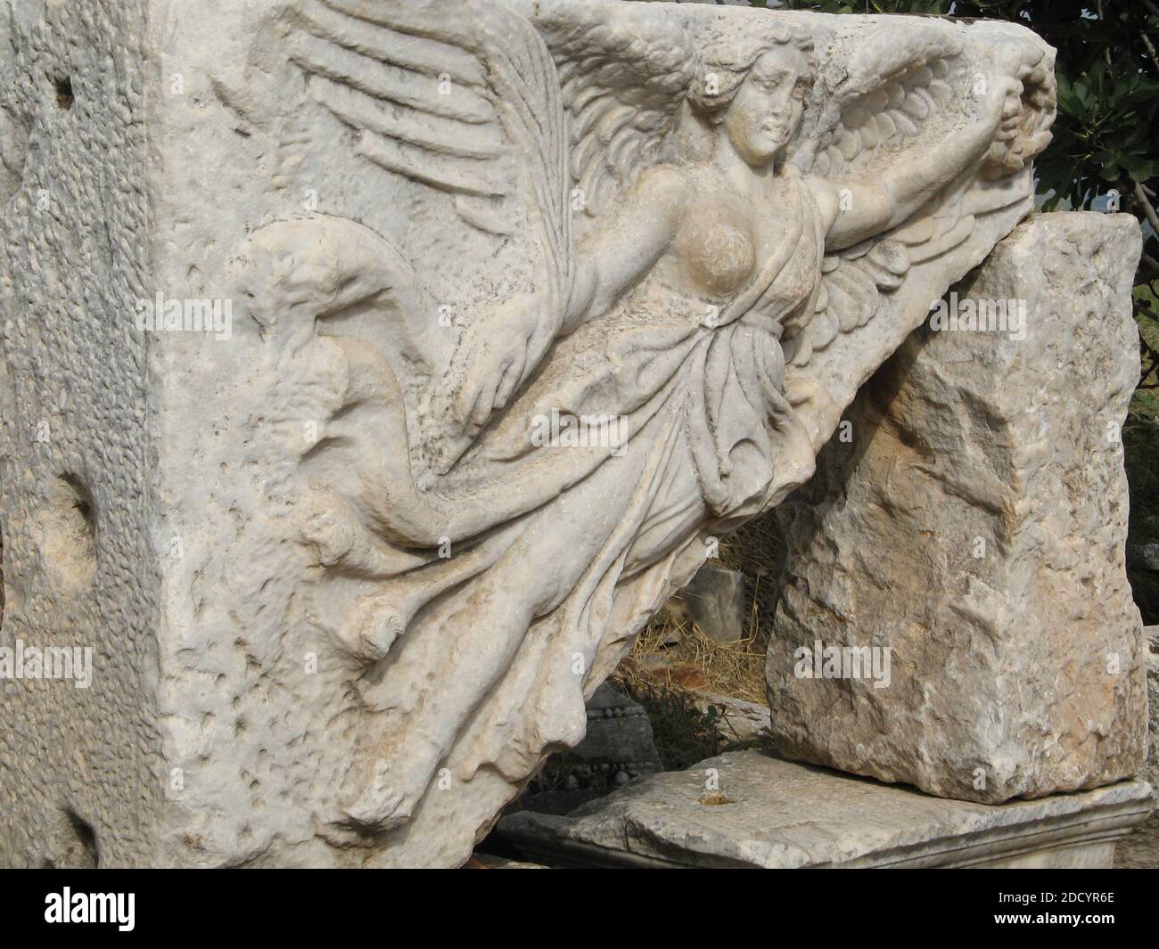 Stone carving of the Goddess Nike in Ancient Ephesus Turkey Stock Photo ...