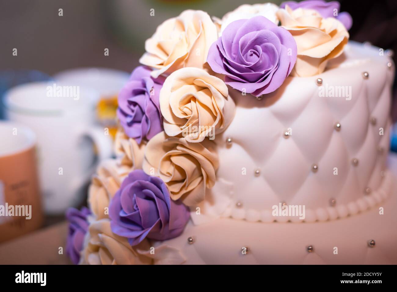 beautiful bunk birthday cake with mastic roses, delicious pastries ...