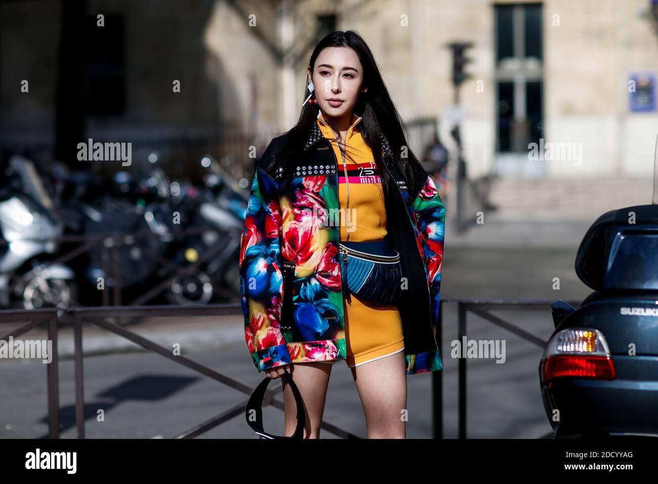 Street style, Rigel Davis arriving at Miu Miu Fall-Winter 2018-2019 ...