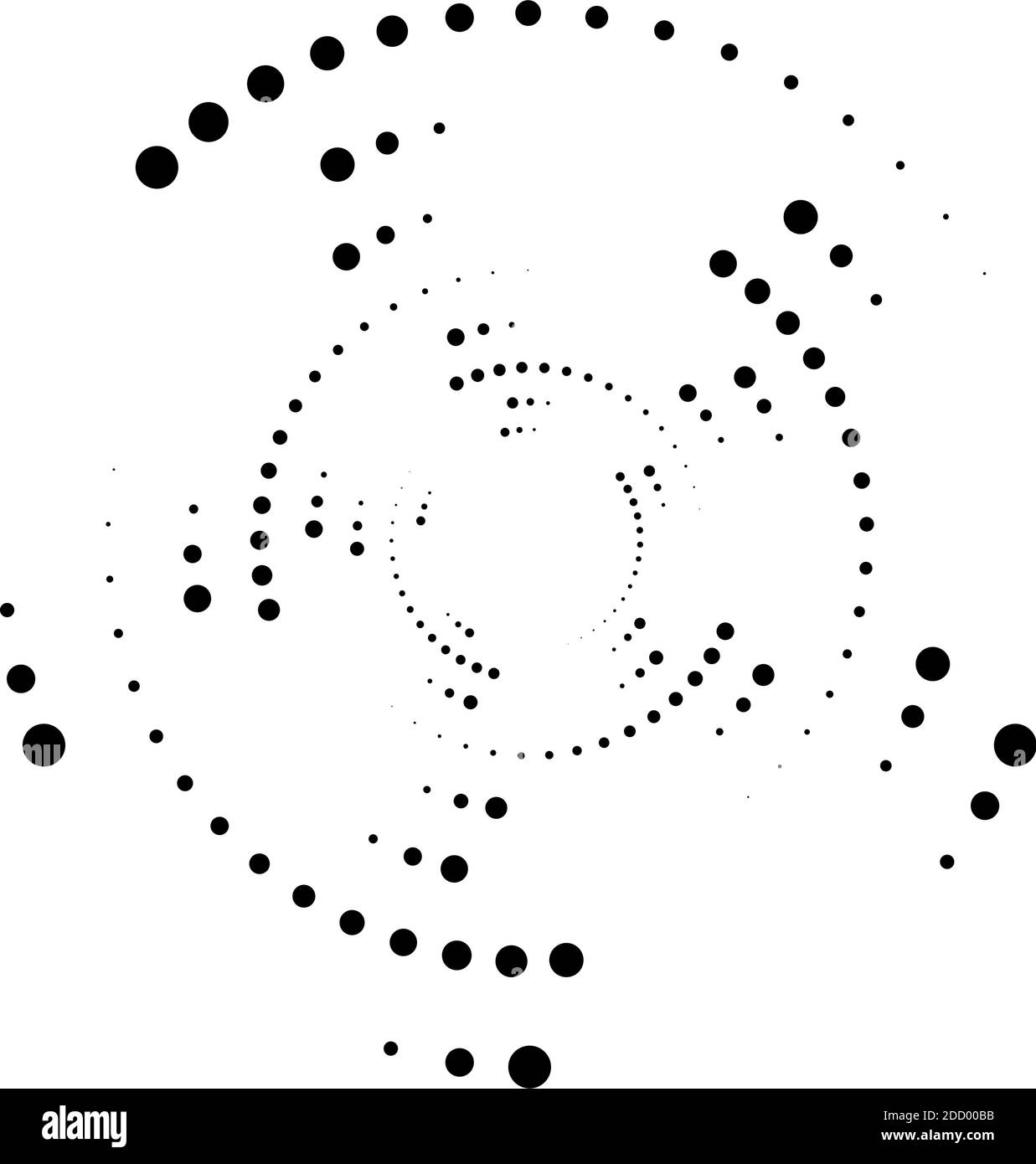 Dots, dotted circular spiral. Swirl, twirl of circles. Stippling ...