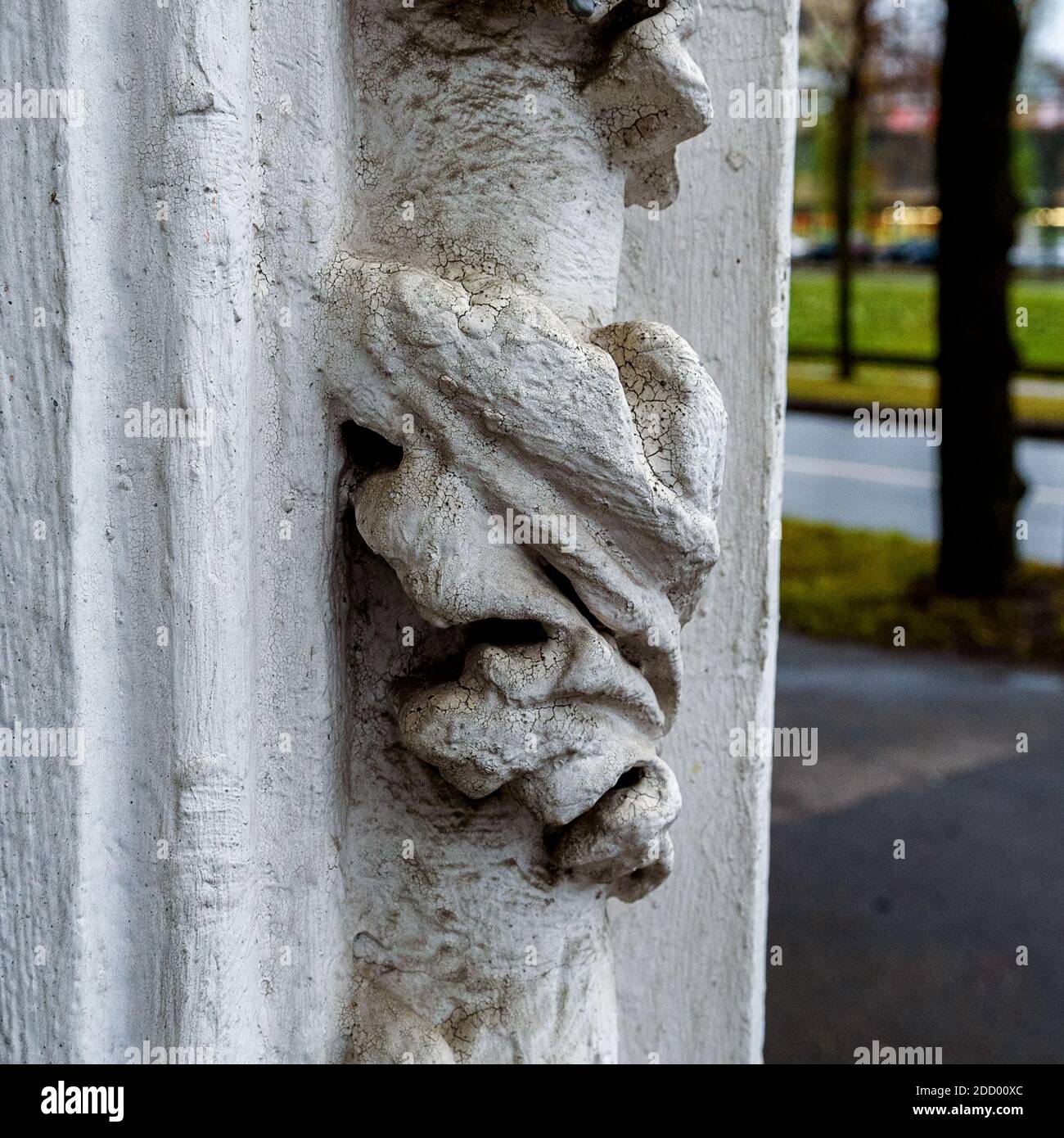 Plaster white sculpture decorative pattern, retro street wall design ...