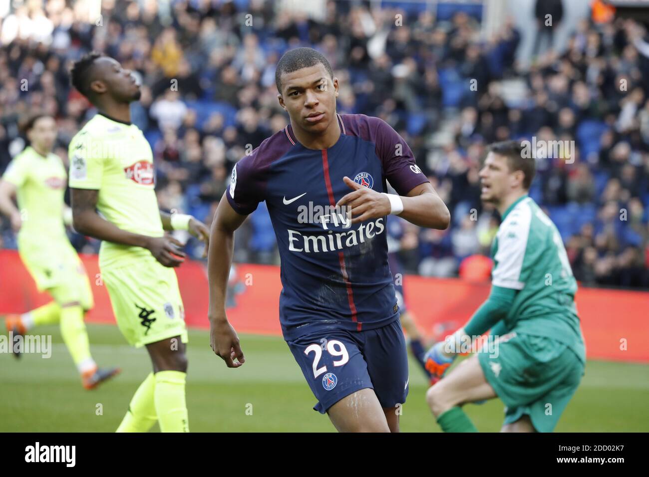 PSG's Kylian Mbappe joy after scoring the 1-0 goal during the French ...