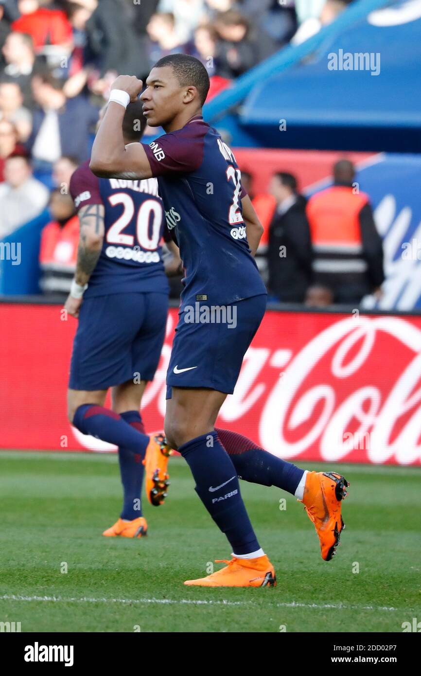 PSG's Kylian Mbappe joy after scoring the 2-0 goal during the French ...