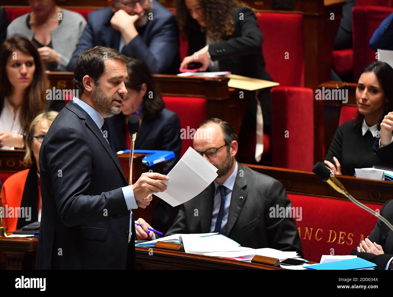 Christophe Castaner during a session of questions to the government on ...