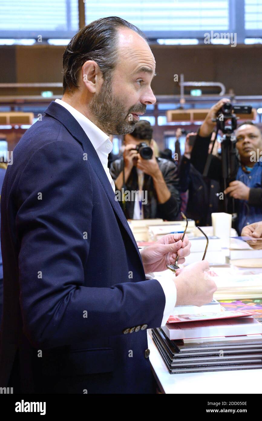 French Prime Minister Edouard Philippe attending the Paris Book Fair ...