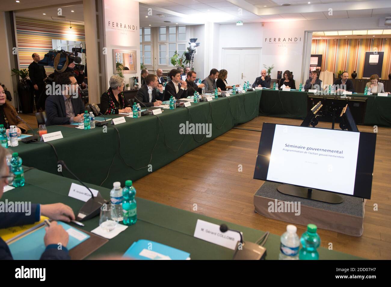 Governmental seminary at Matignon, in Paris, France, on March 18, 2018 ...
