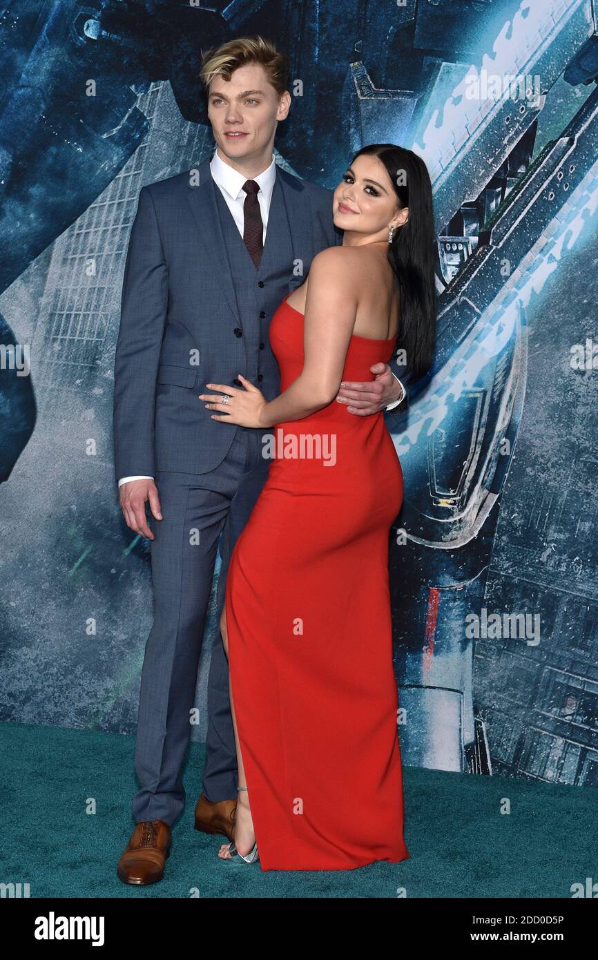 Levi Meaden and Ariel Winter attend the Pacific Rim Uprising global ...