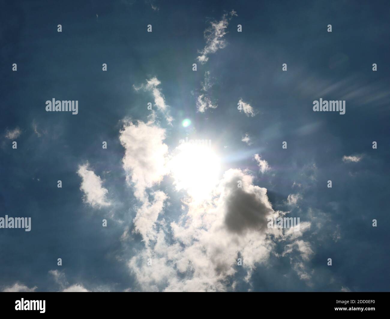 clouds blue sky sun ray natural background Stock Photo - Alamy