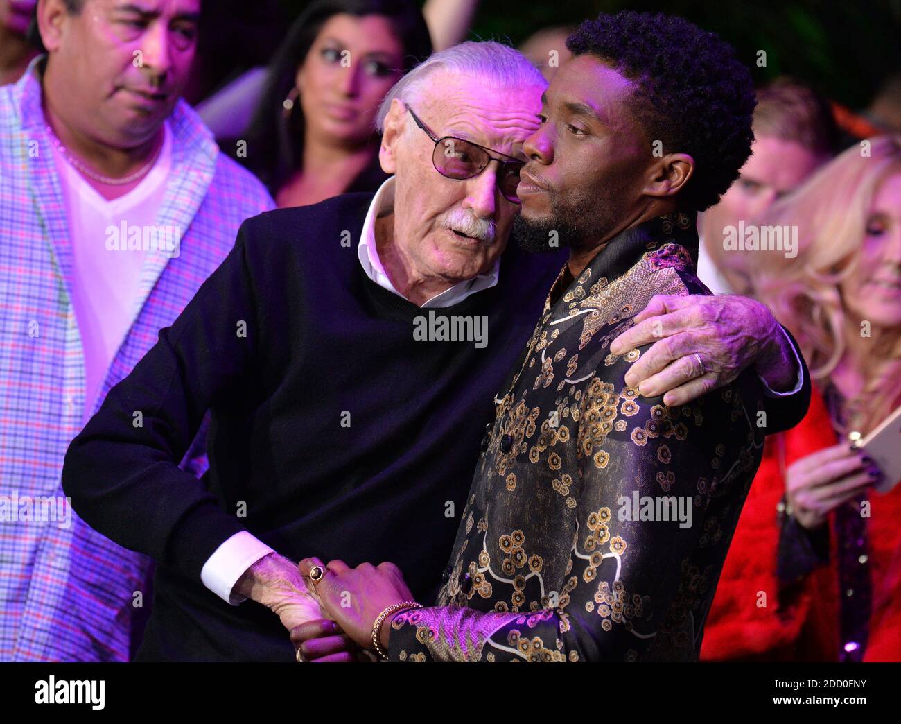 Stan Lee and Chadwick Boseman attend the premiere of Disney and Marvel ...